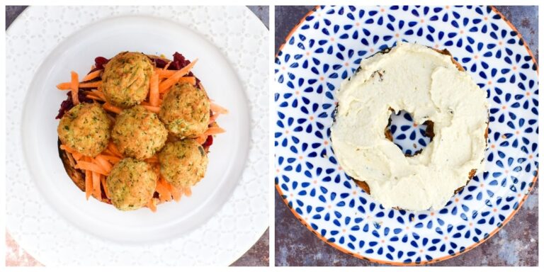 Falafel Beetroot Bagel Sandwich - theveganlunchbox.co.uk