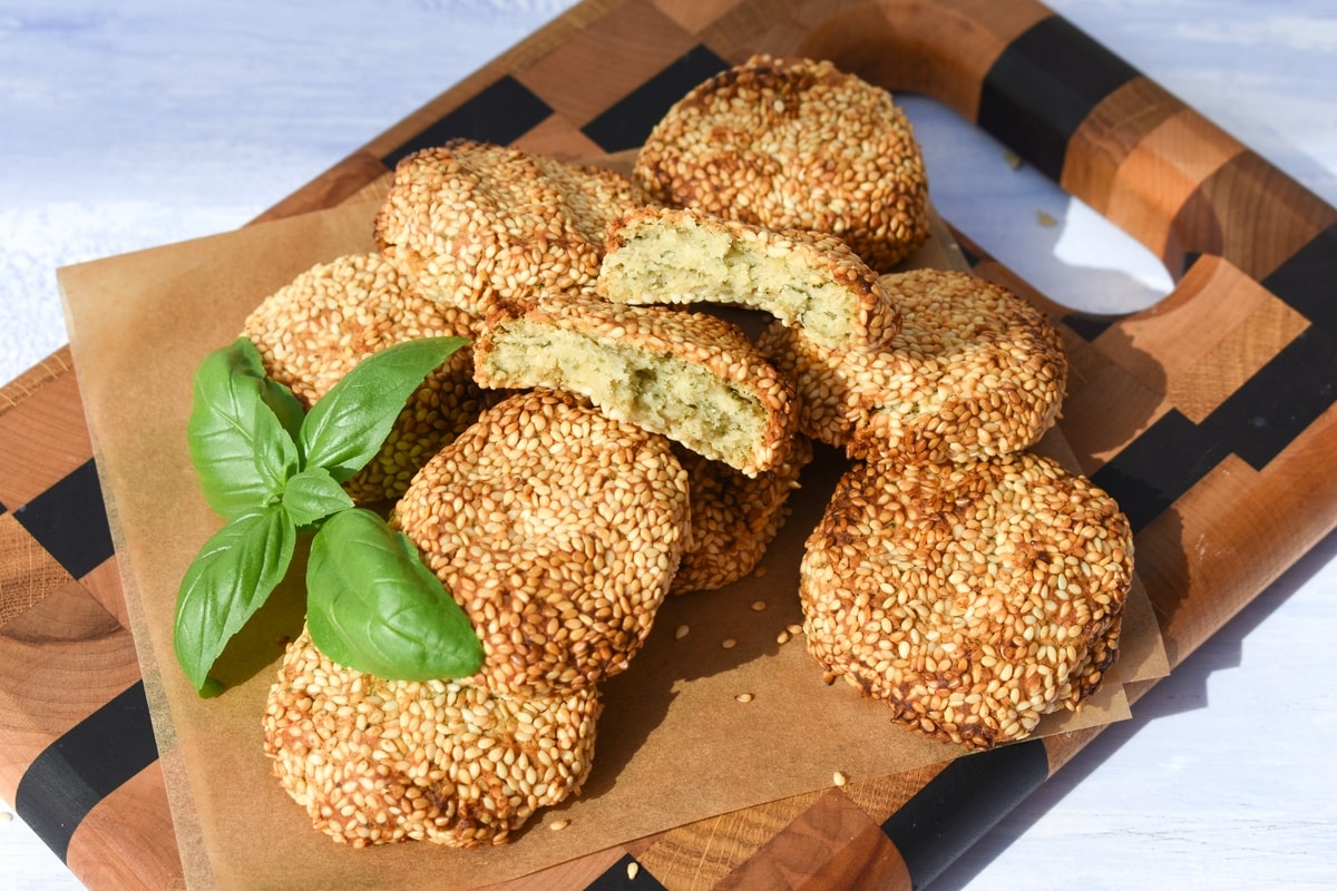 Air Fryer White Bean Falafel with Sesame Seeds - The Vegan Lunchbox