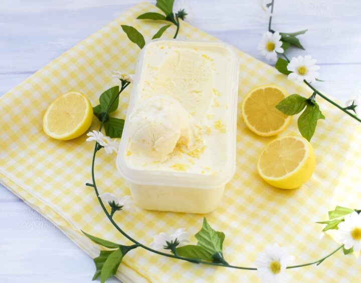 Easy Vegan Lemon Ice Cream - No Churn Recipe - theveganlunchbox.co.uk